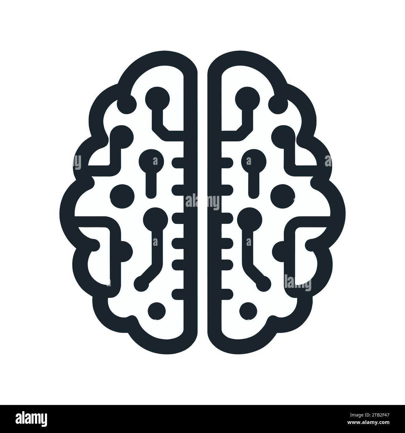 Brain flat illustration icon with neural networks. Artificial intelligence technology design ...