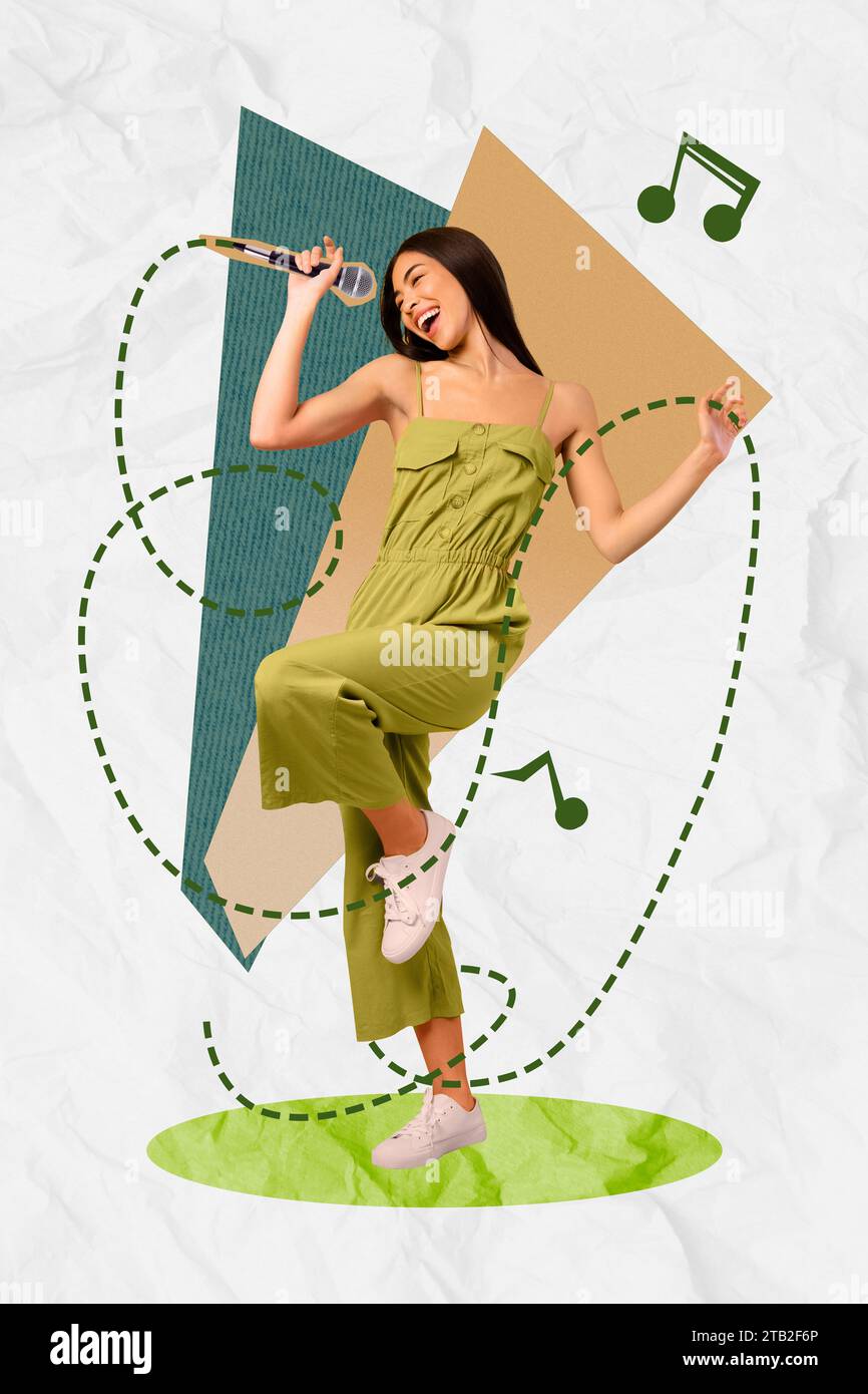 Vertical creative collage picture incredible charm lady singer popular ...