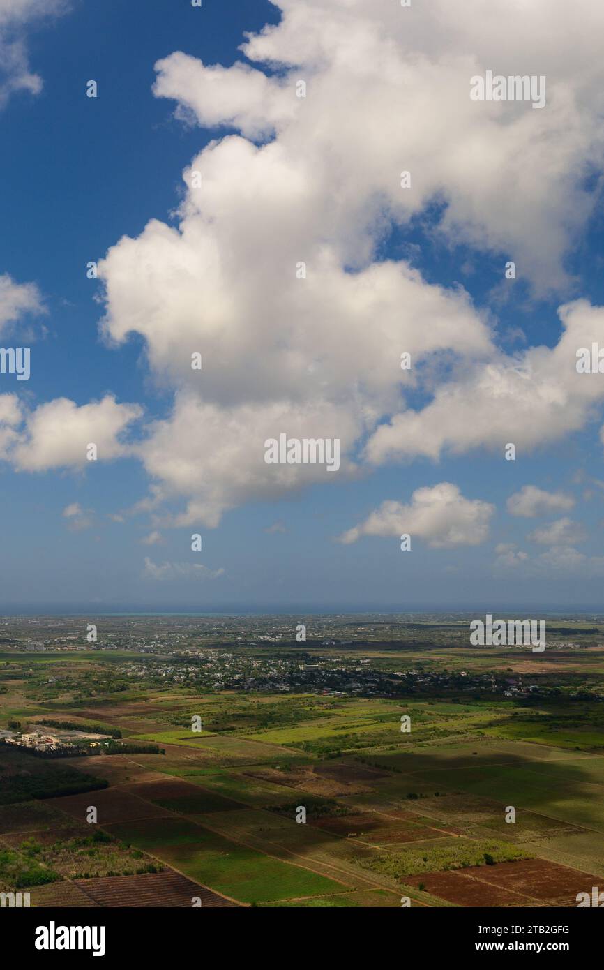 Eastern Mauritius Aerial Landscape near Triolet with Fields and Towns ...