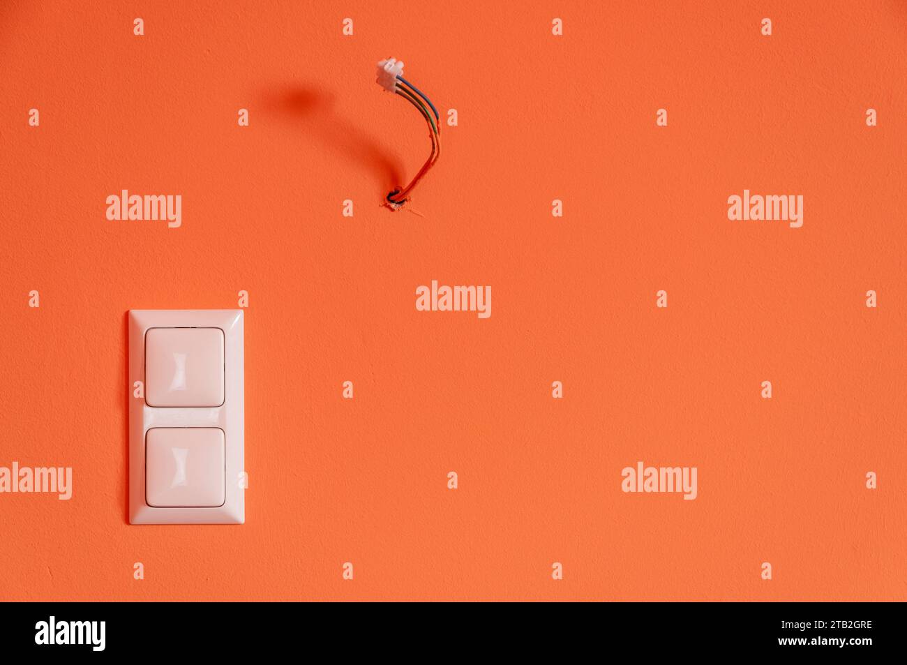 The switches and cable on the wall of a new building Stock Photo - Alamy