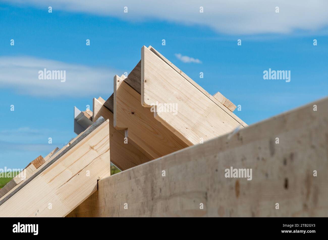 The construction site of a prefabricated house building. Civil ...