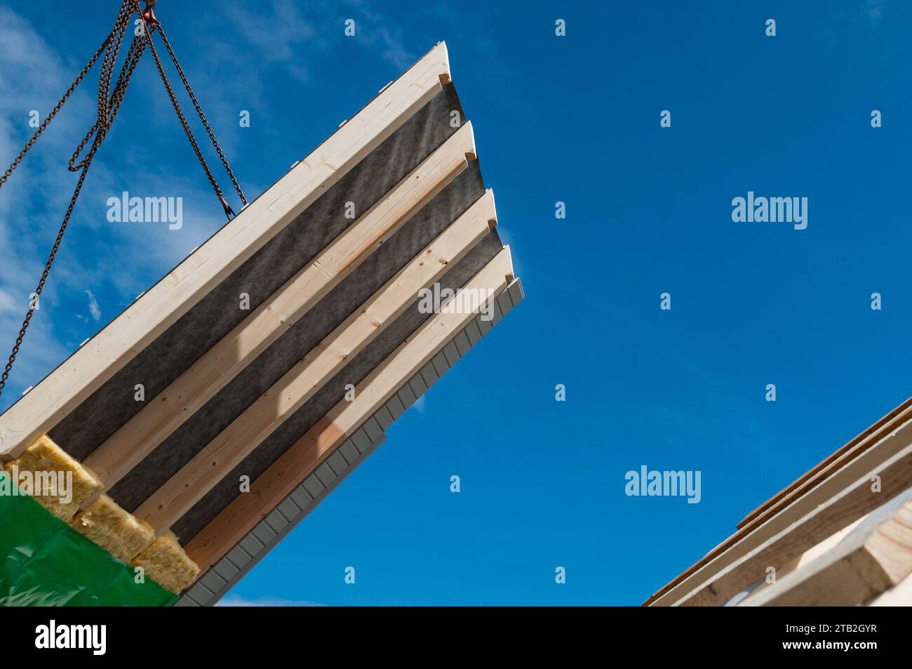 The construction site of a prefabricated house building. Civil ...