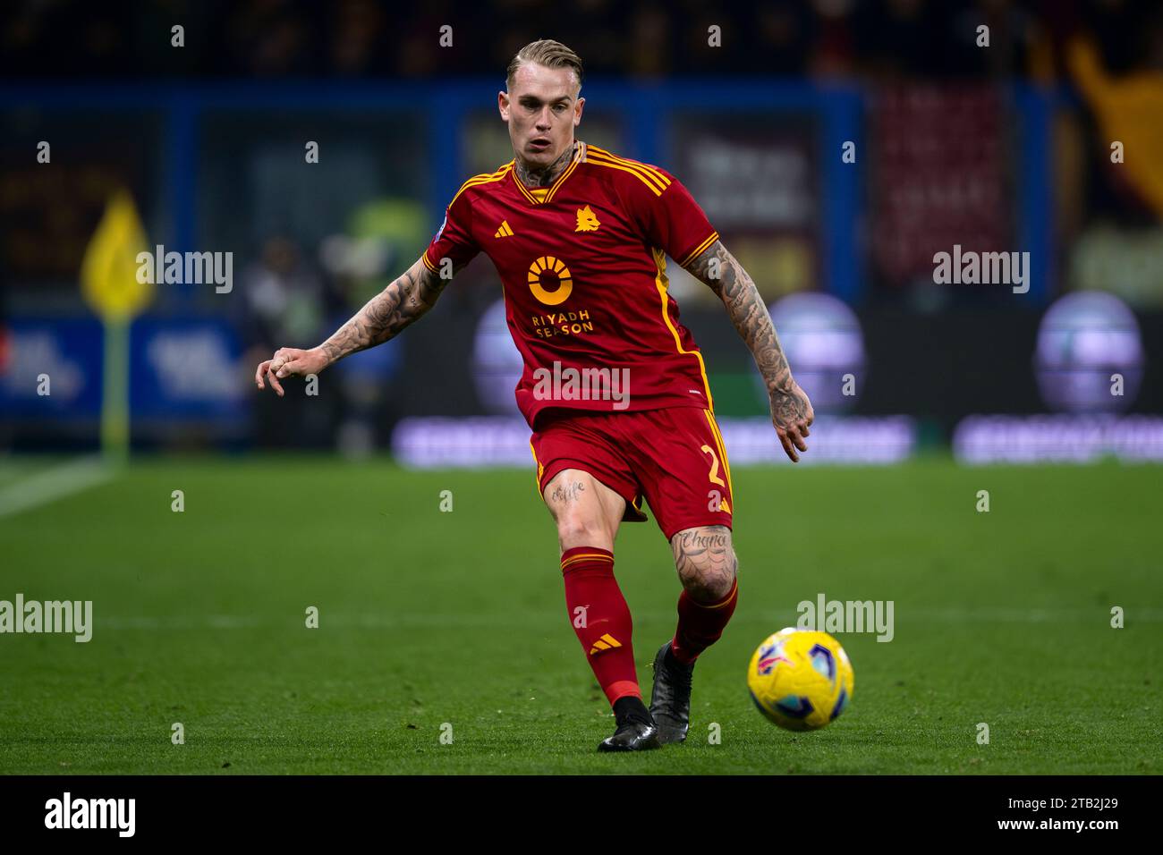 Reggio Emilia, Italy. 3 December 2023. Rick Karsdorp of AS Roma in ...