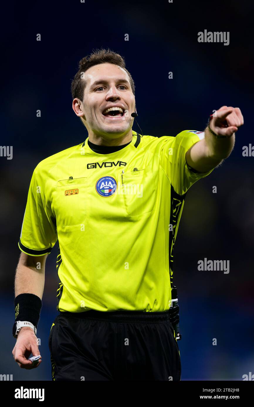 Reggio Emilia, Italy. 3 December 2023. Referee Matteo Marcenaro ...