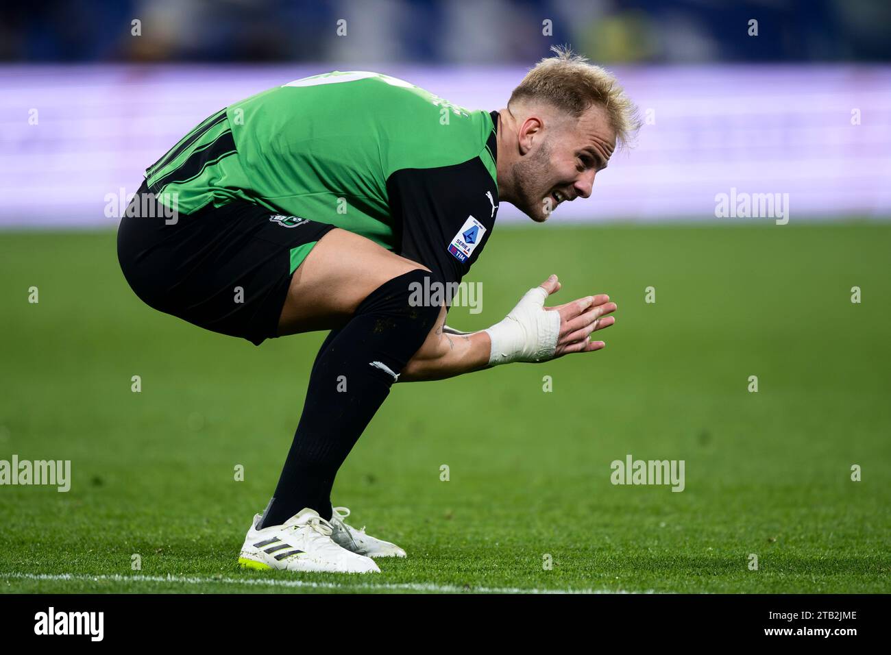 Reggio Emilia, Italy. 3 December 2023. Uros Racic of US Sassuolo reacts ...