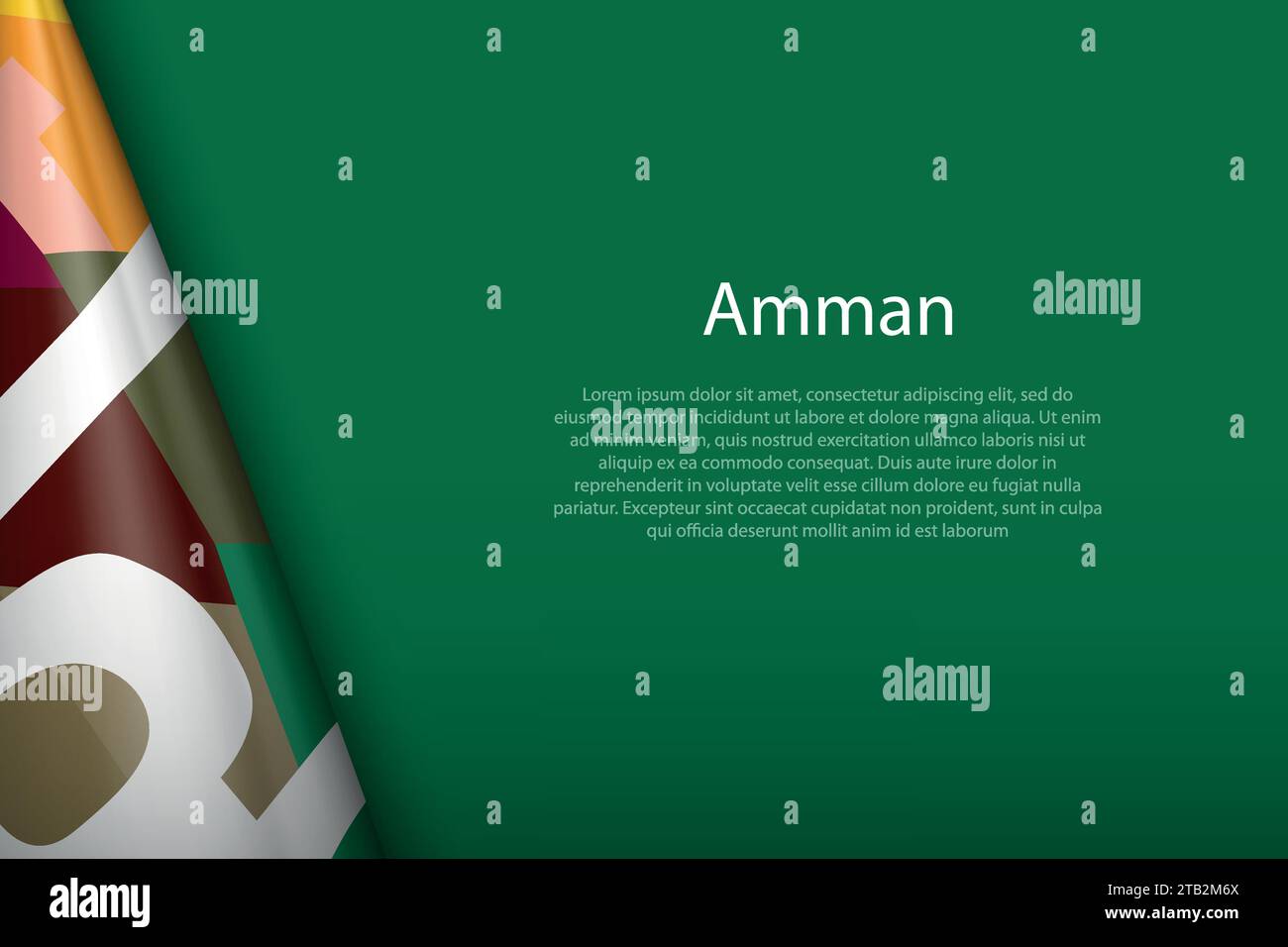 3d flag of Amman, is a city of Jordan, isolated on background with ...