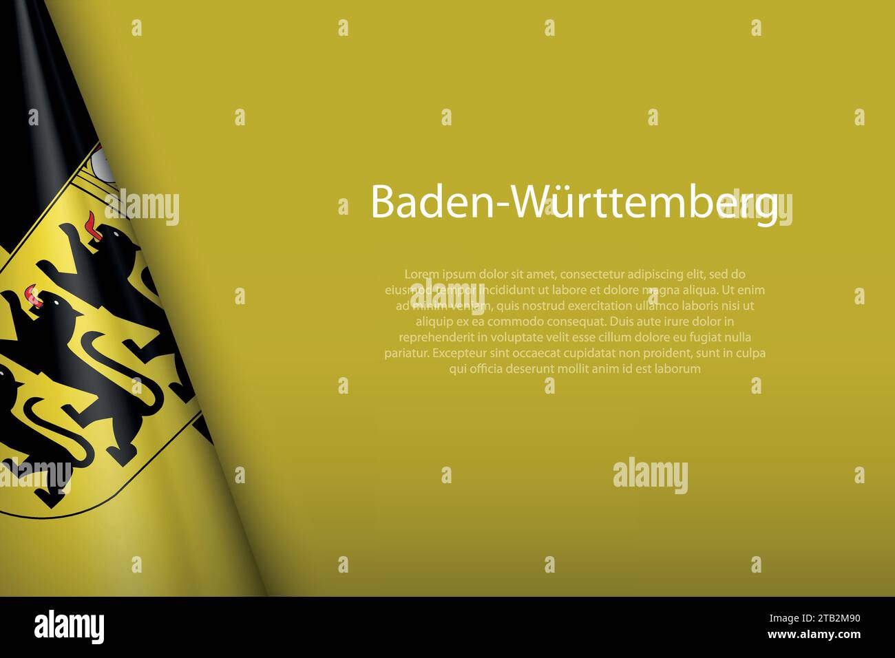 3d flag Baden-Württemberg, state of Germany, isolated on background ...