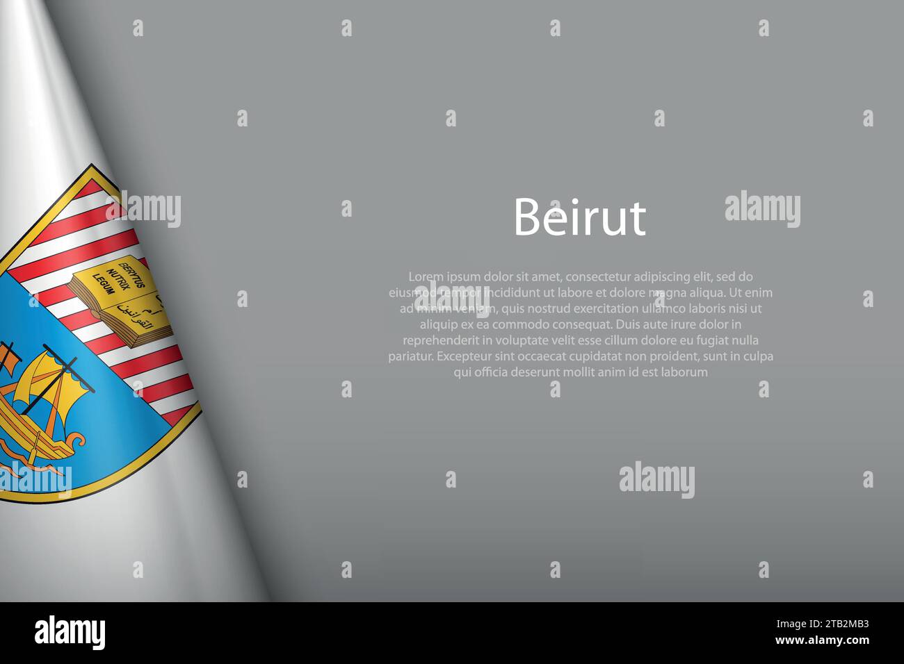 3d flag of Beirut, is a city of Lebanon, isolated on background with ...
