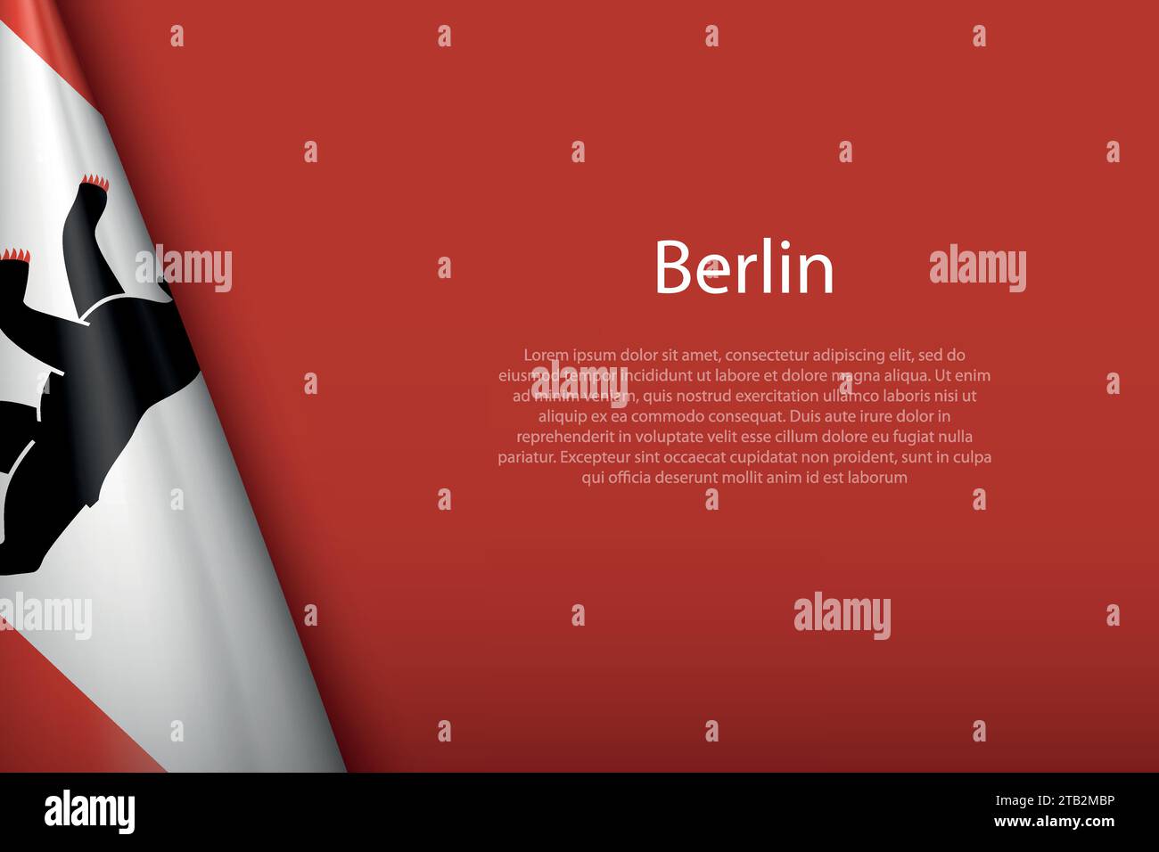 3d flag Berlin, state of Germany, isolated on background with copyspace ...