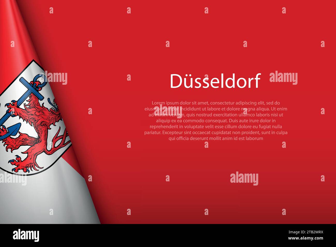 3d flag of Dusseldorf, is a city of Germany, isolated on background ...