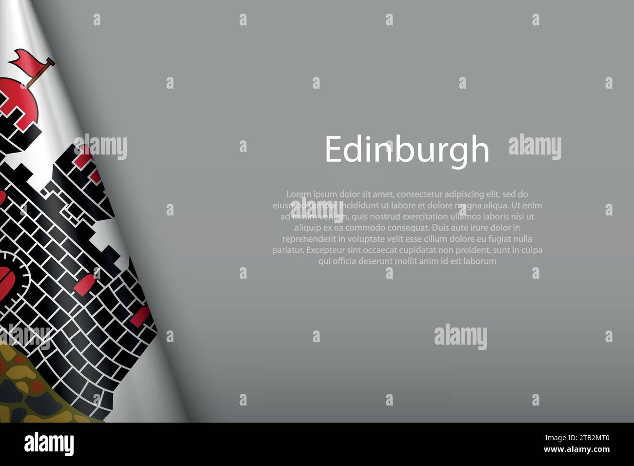 3d flag of Edinburgh, is a city of Scotland, isolated on background ...