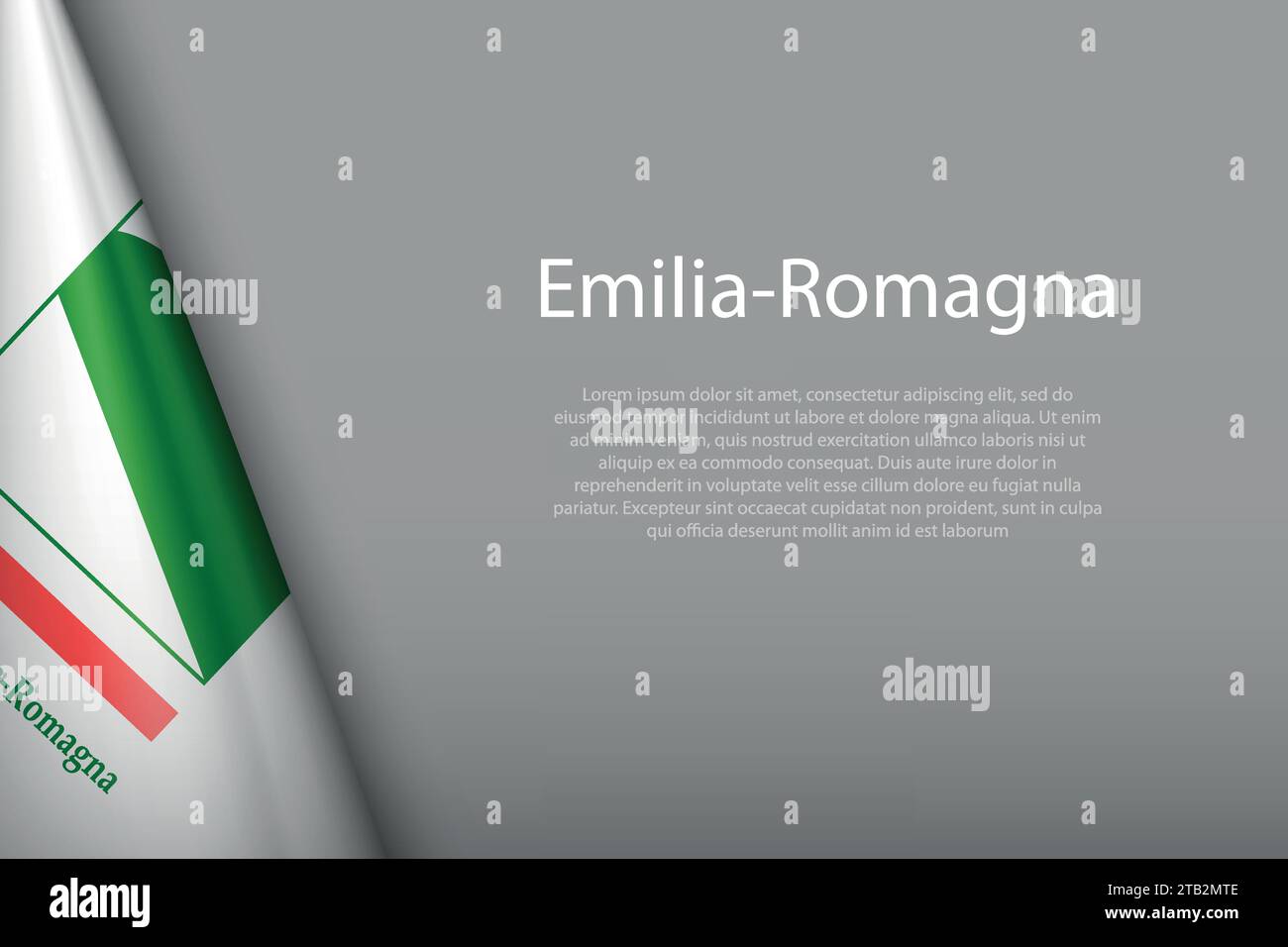 3d flag Emilia-Romagna, region of Italy, isolated on background with ...