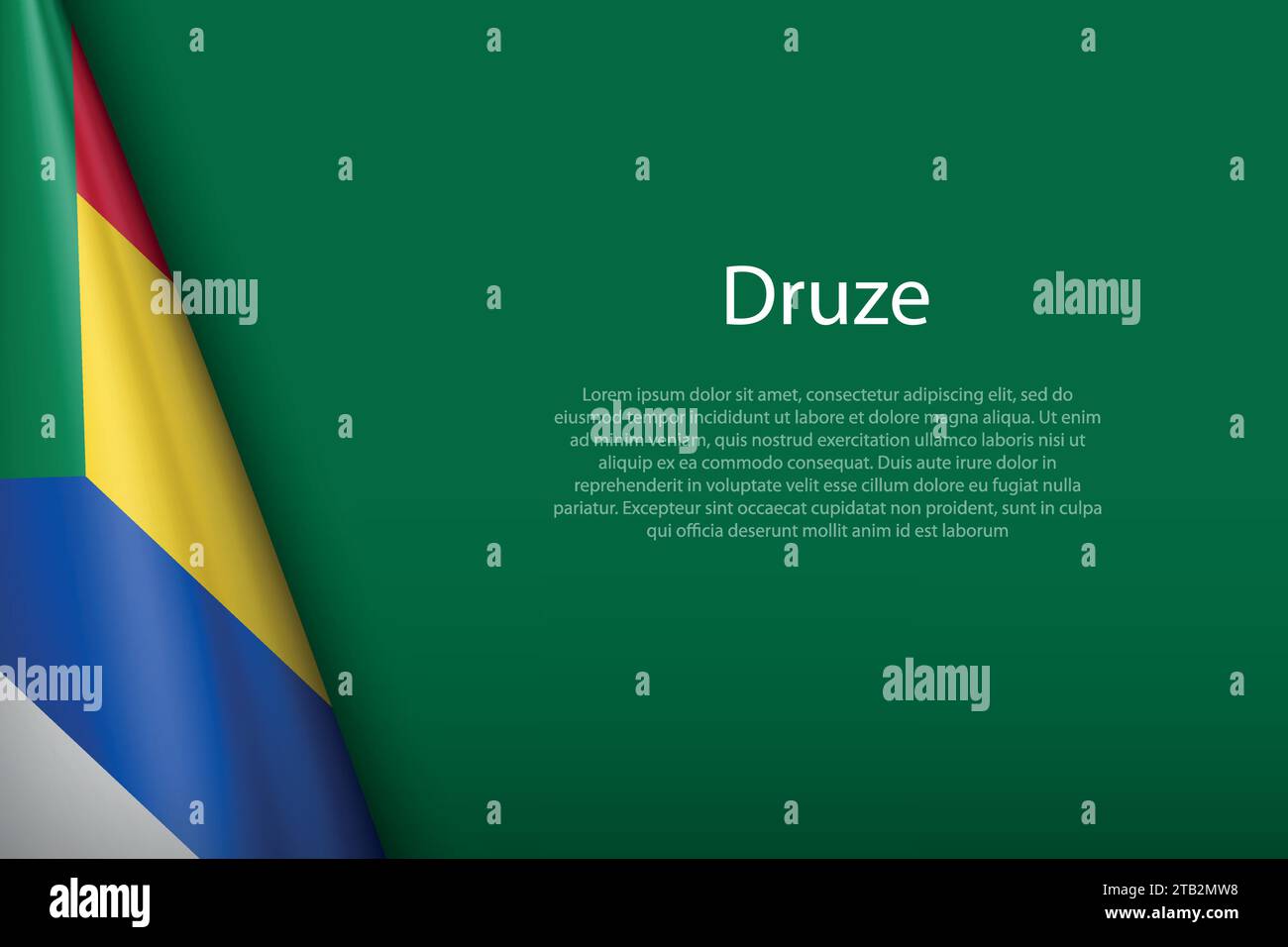 3d flag of Druze, Ethnic group, isolated on background with copyspace ...