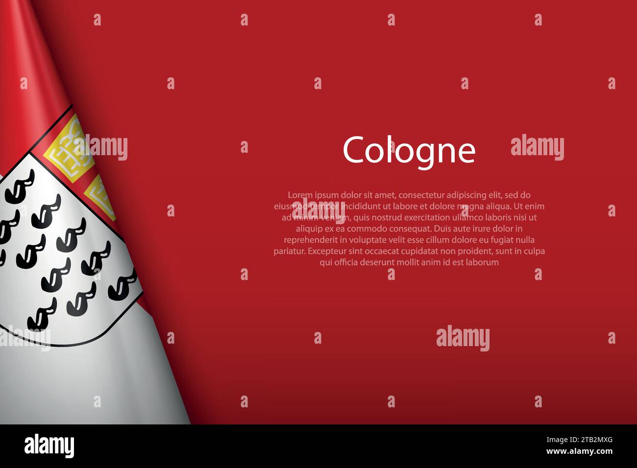 3d flag of Cologne, is a city of Germany, isolated on background with ...