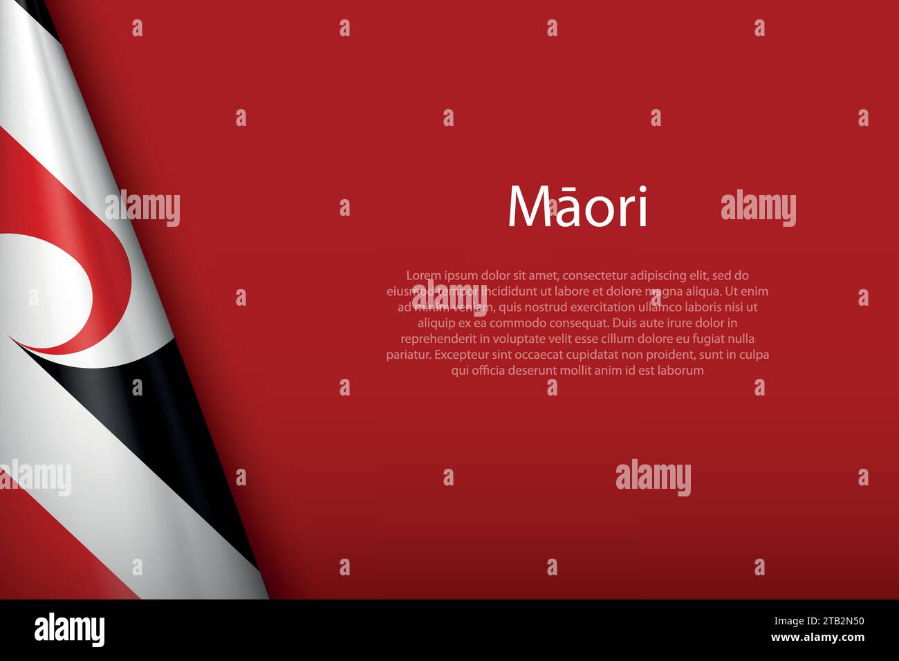 3d flag of Maori, Ethnic group, isolated on background with copyspace ...