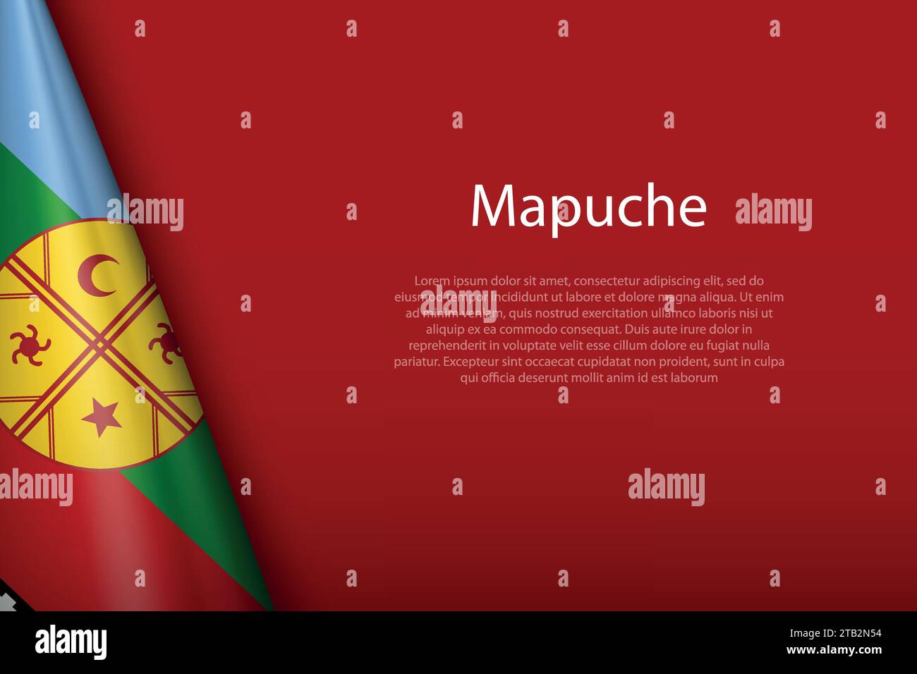 3d flag of Mapuche, Ethnic group, isolated on background with copyspace ...