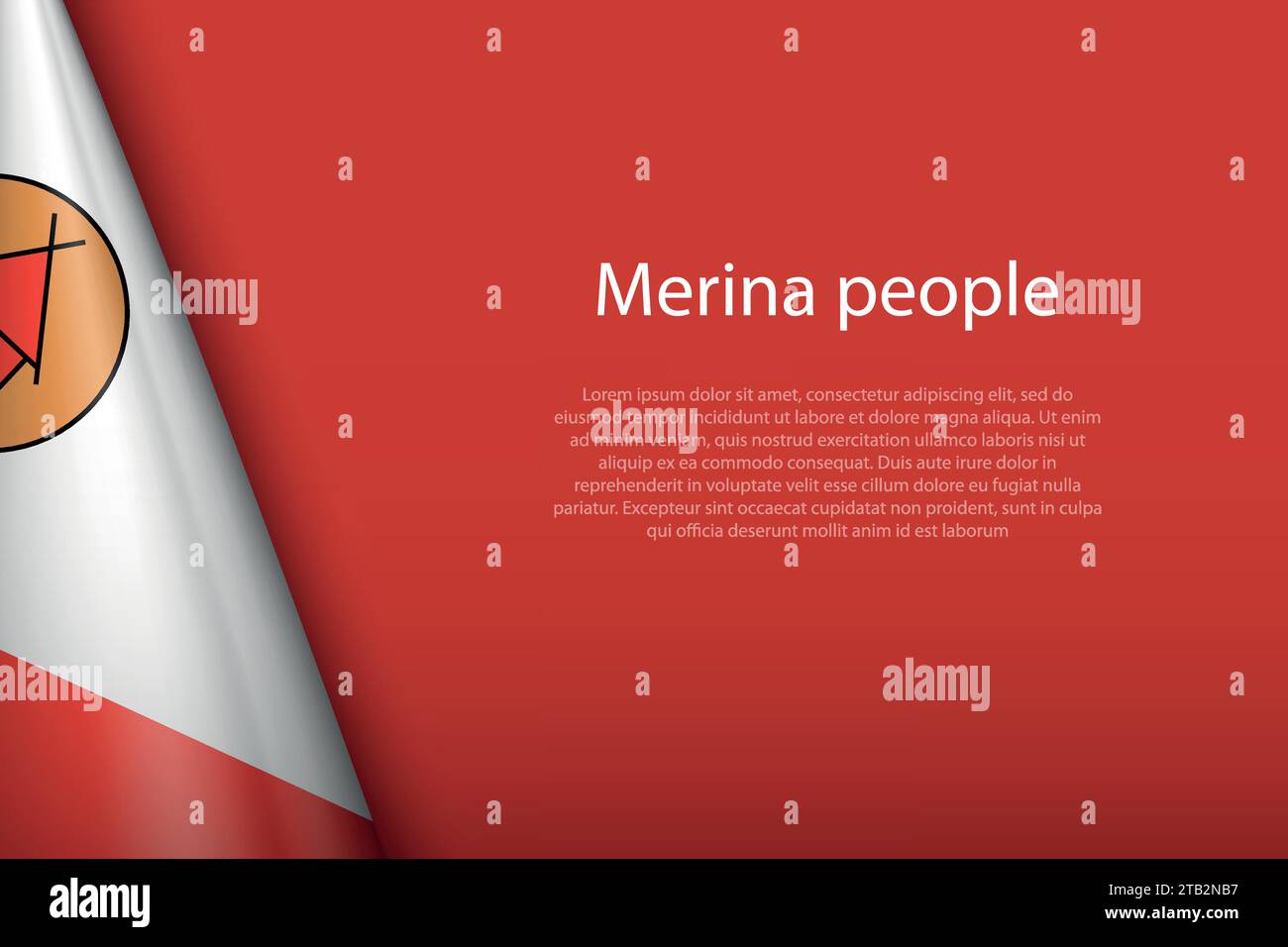 3d flag of Merina people, Ethnic group, isolated on background with ...