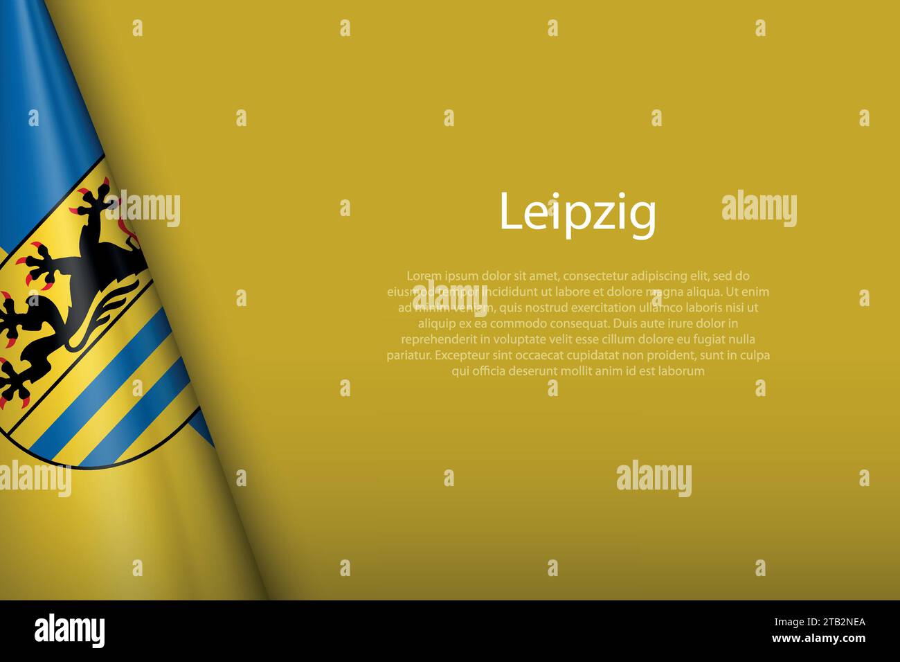 3d flag of Leipzig, is a city of Germany, isolated on background with ...