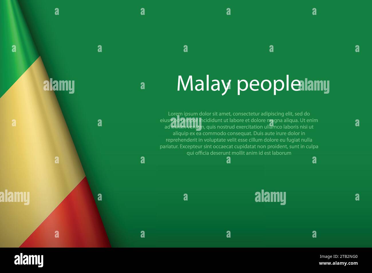 3d flag of Malay people, Ethnic group, isolated on background with ...