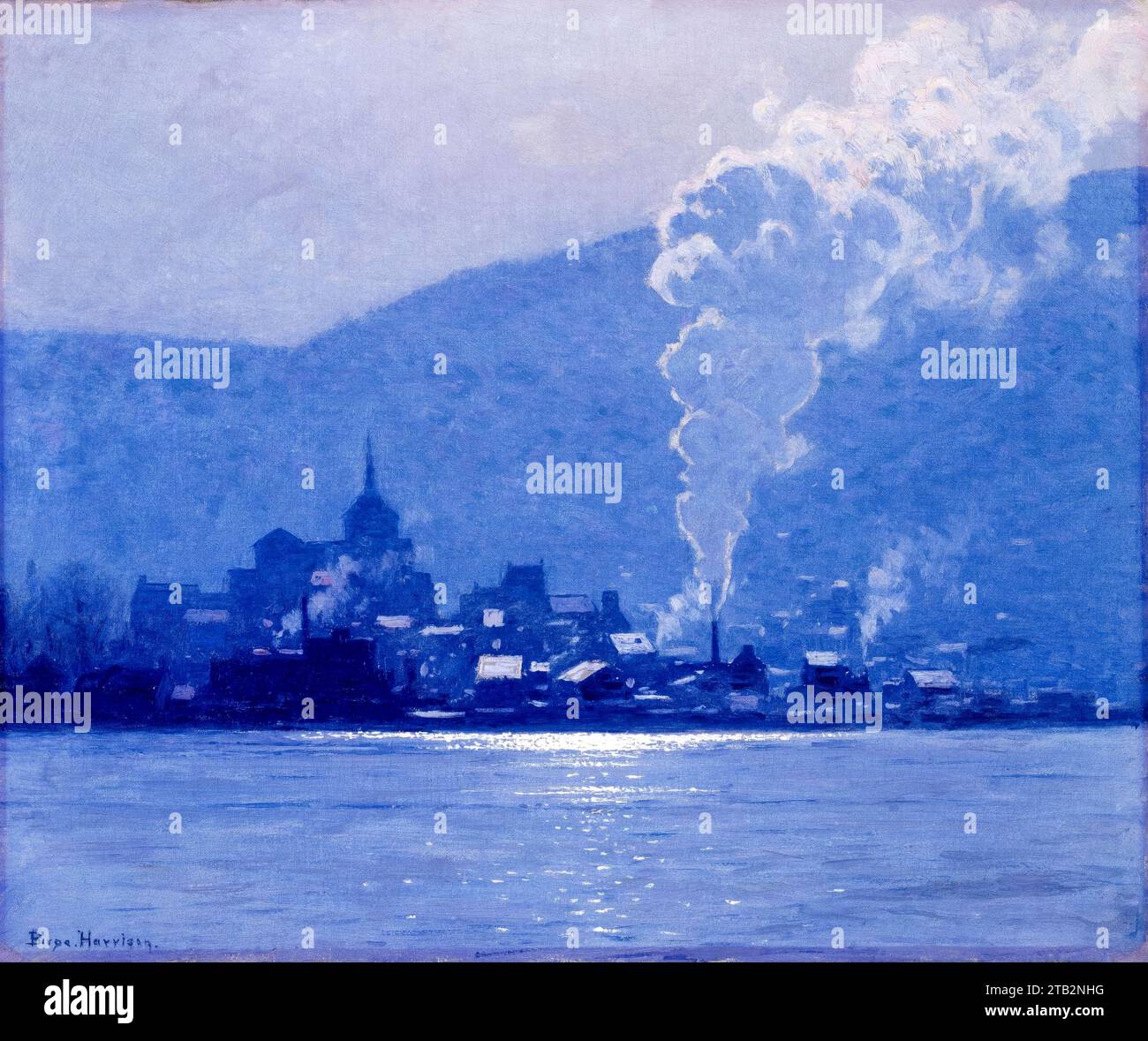 L Birge Harrison, A Puff of Steam, painting in oil on canvas, circa ...