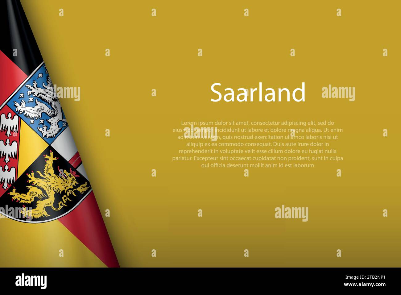 3d flag Saarland, state of Germany, isolated on background with ...