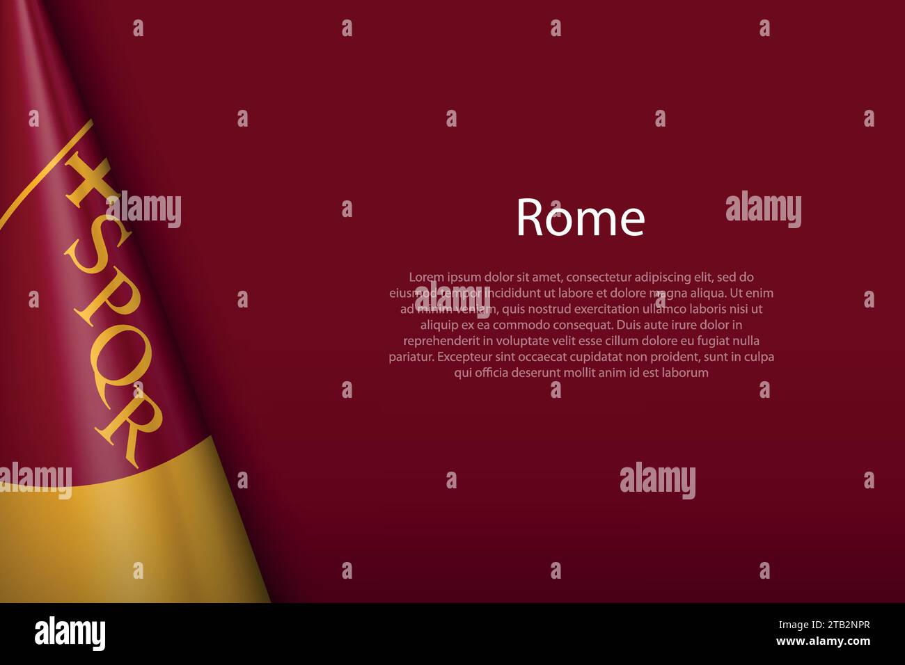 3d flag of Rome, is a city of Italy, isolated on background with ...