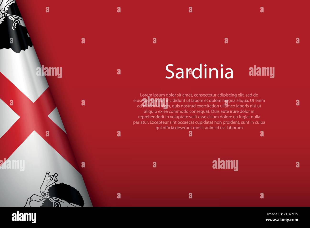 3d flag Sardinia, region of Italy, isolated on background with ...