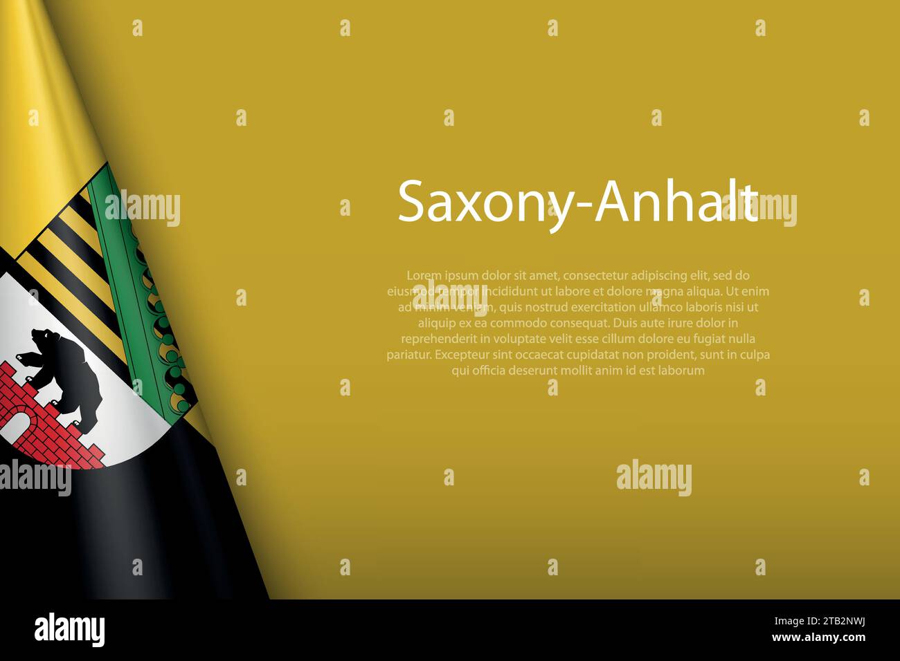 3d flag Saxony-Anhalt, state of Germany, isolated on background with ...