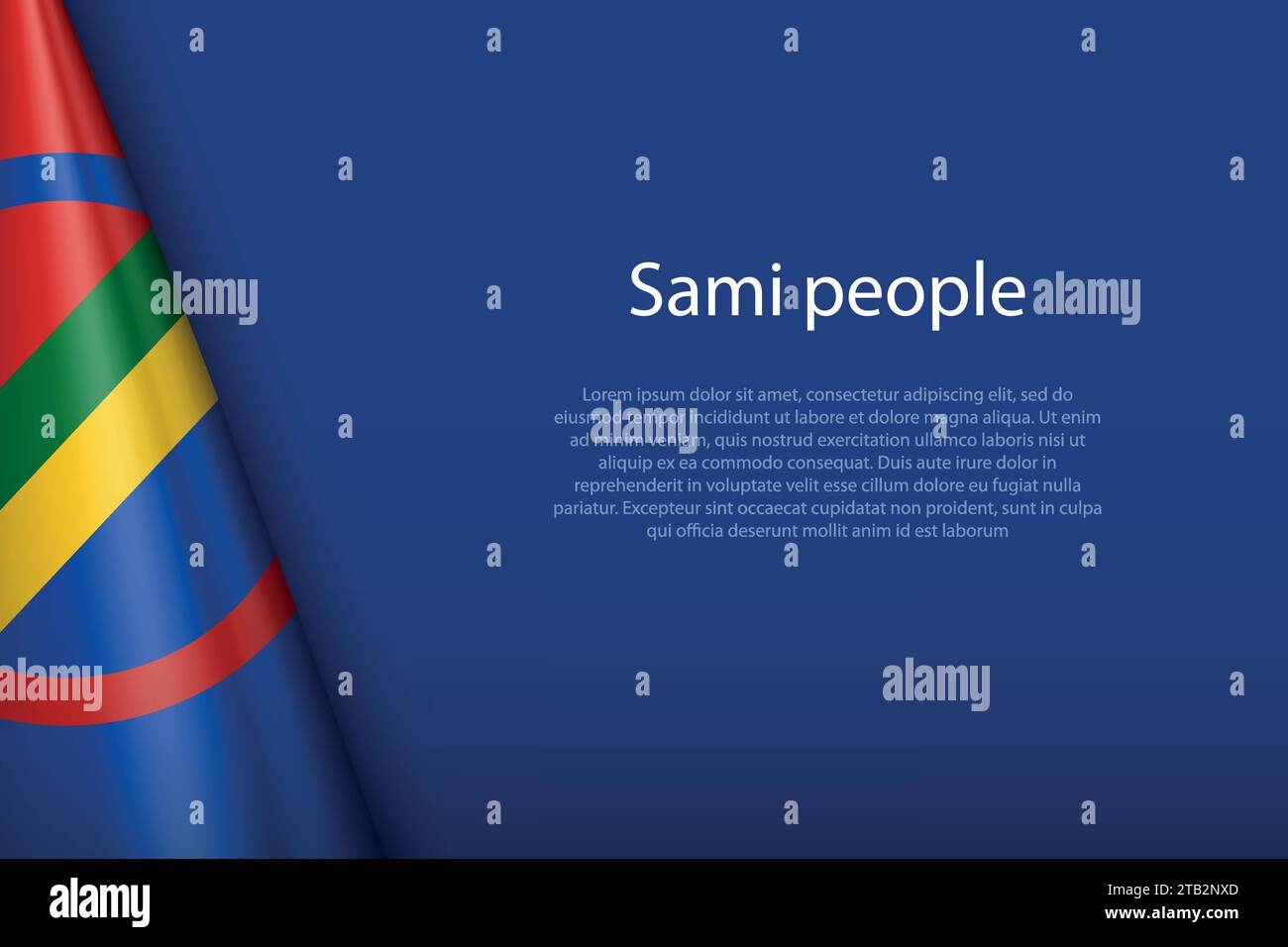 3d flag of Sami people, Ethnic group, isolated on background with ...