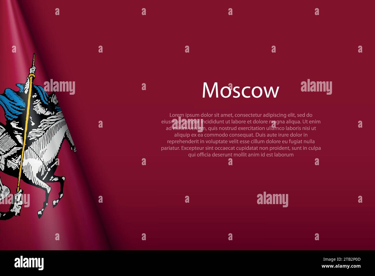 3d flag of Moscow, is a city of Russia, isolated on background with ...
