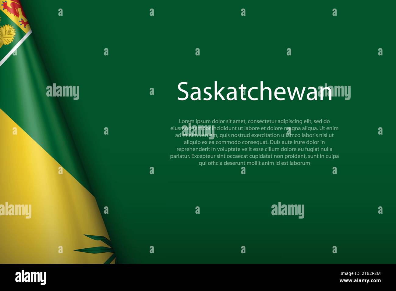3d flag Saskatchewan, state of Canada, isolated on background with copyspace Stock Vector Image ...