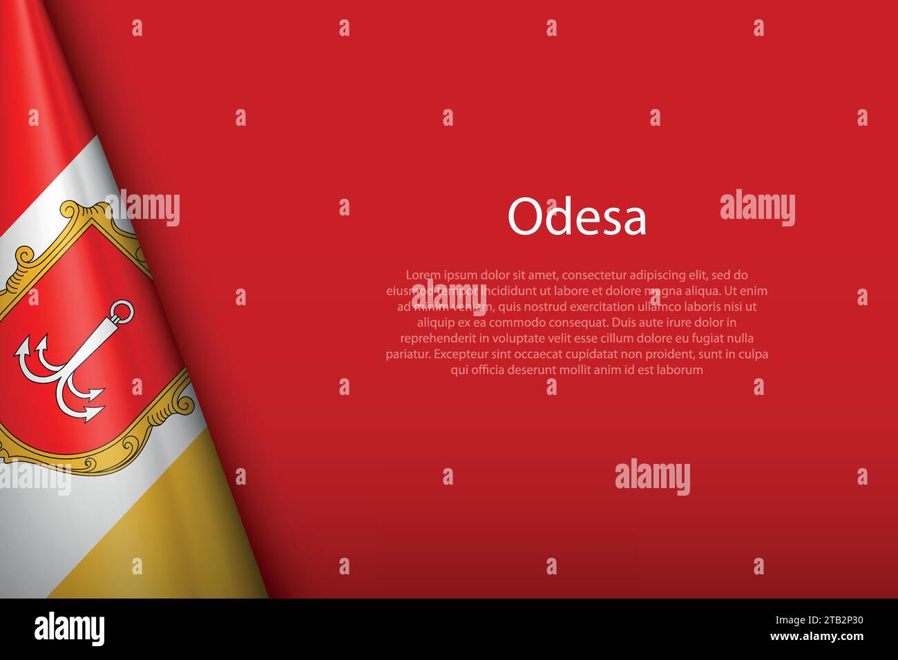 3d flag of Odesa, is a city of Ukraine, isolated on background with ...