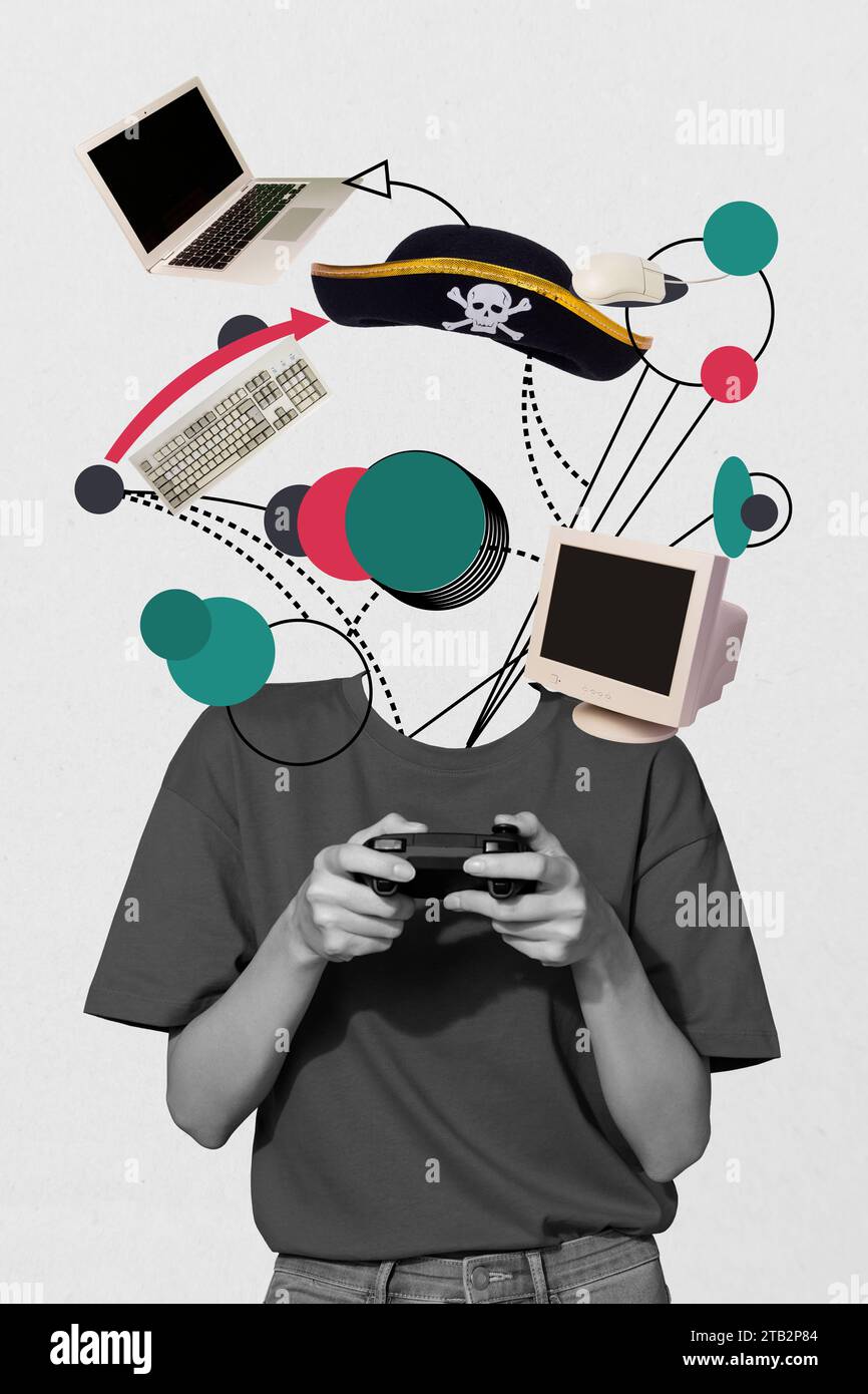 Collage 3d pinup pop retro sketch image of lady obsolete devices ...