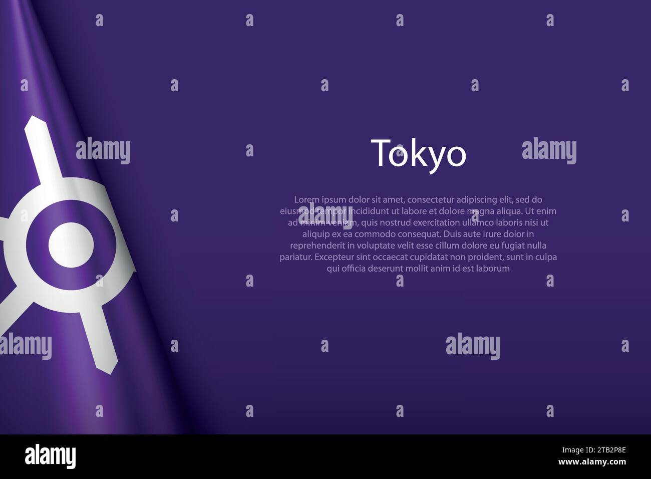 3d flag of Tokyo, is a city of Japan, isolated on background with ...