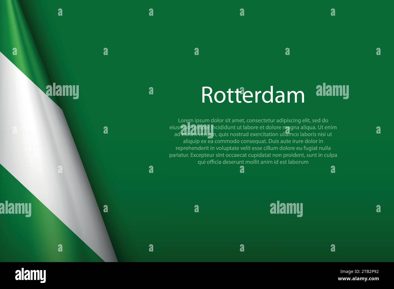3d flag of Rotterdam, is a city of Netherlands, isolated on background ...
