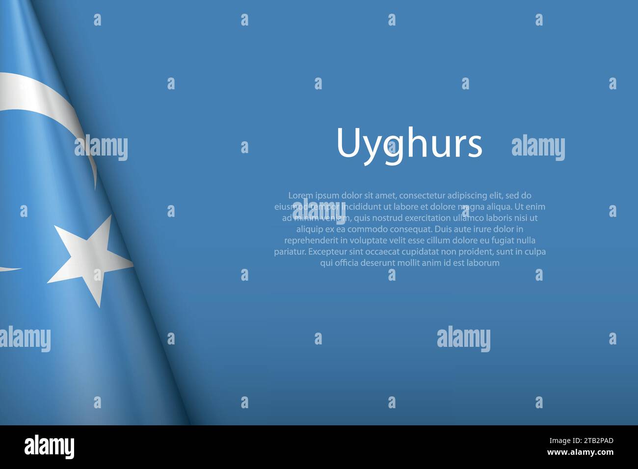 3d flag of Uyghurs, Ethnic group, isolated on background with copyspace ...