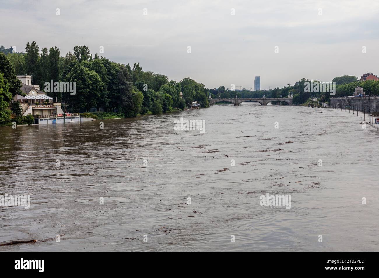 Turin, Piedmont, Italy - May 21, 2023: Po river in flood Stock Photo ...