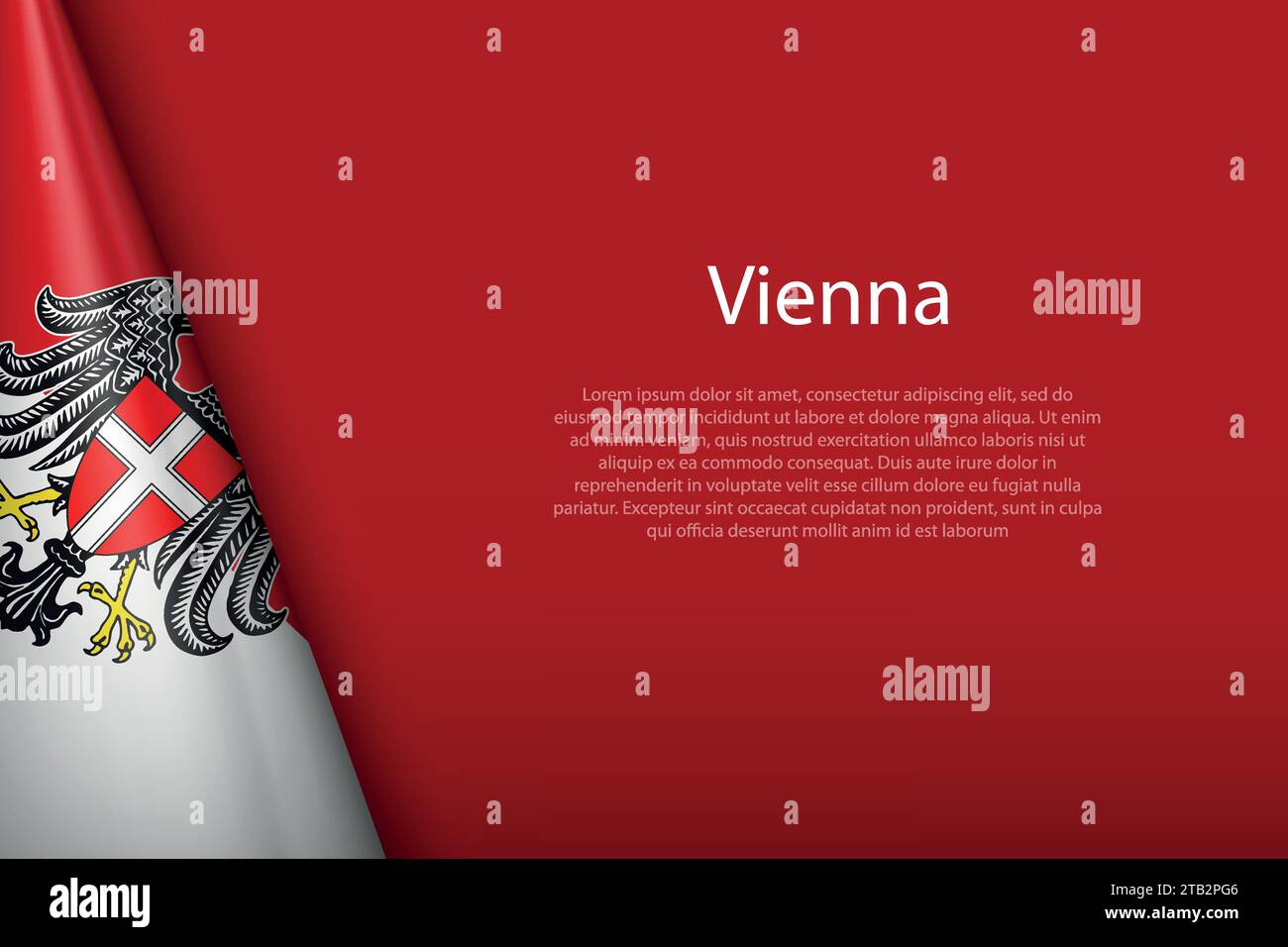 3d flag Vienna, state of Austria, isolated on background with copyspace ...