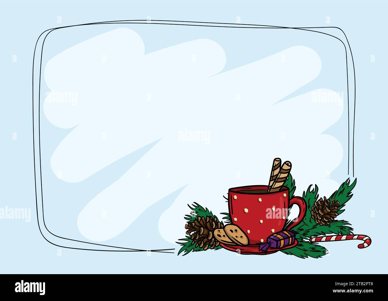 Vector winter christmas card template with fir branches and christmas ...