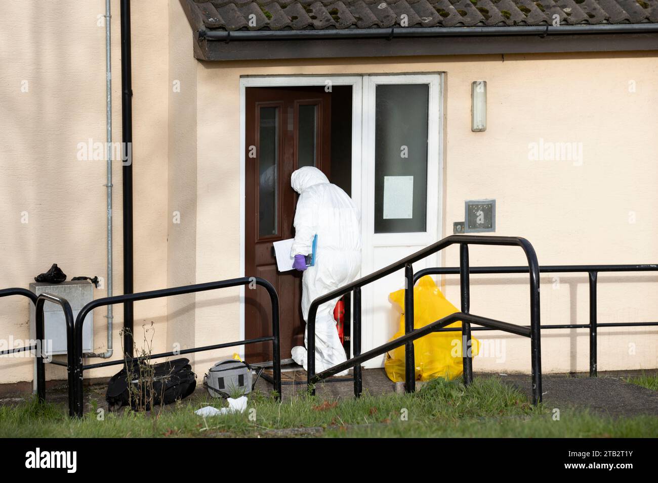 HOUSE NUMBER PIXELATED BY PA PICTURE DESK PSNI forensic officer at a ...
