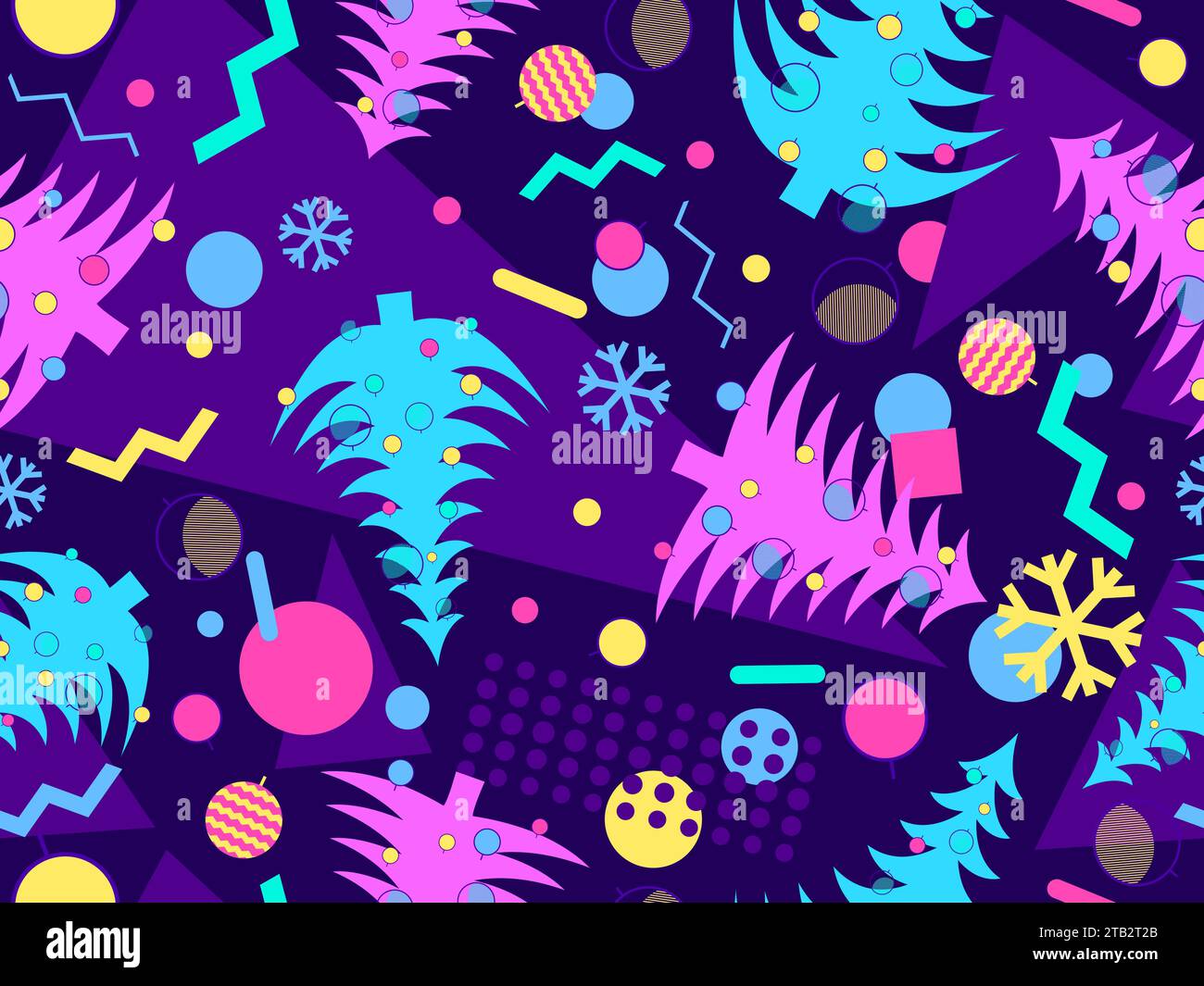 Christmas seamless pattern with geometric shapes in 80s Memphis style ...