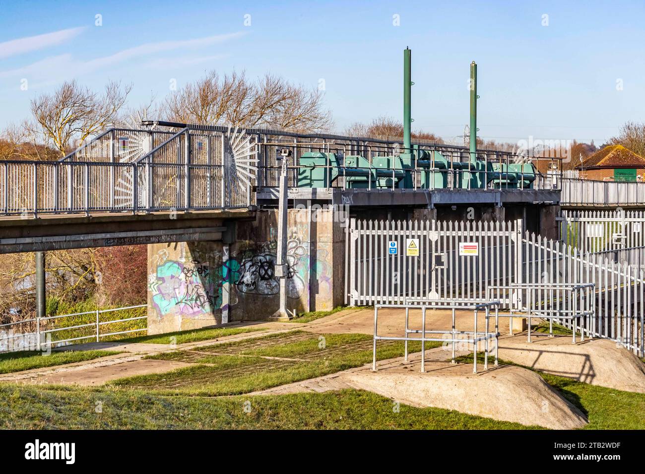 Sluice Gate, over the river Nene, which Is a type of lock to manage the ...