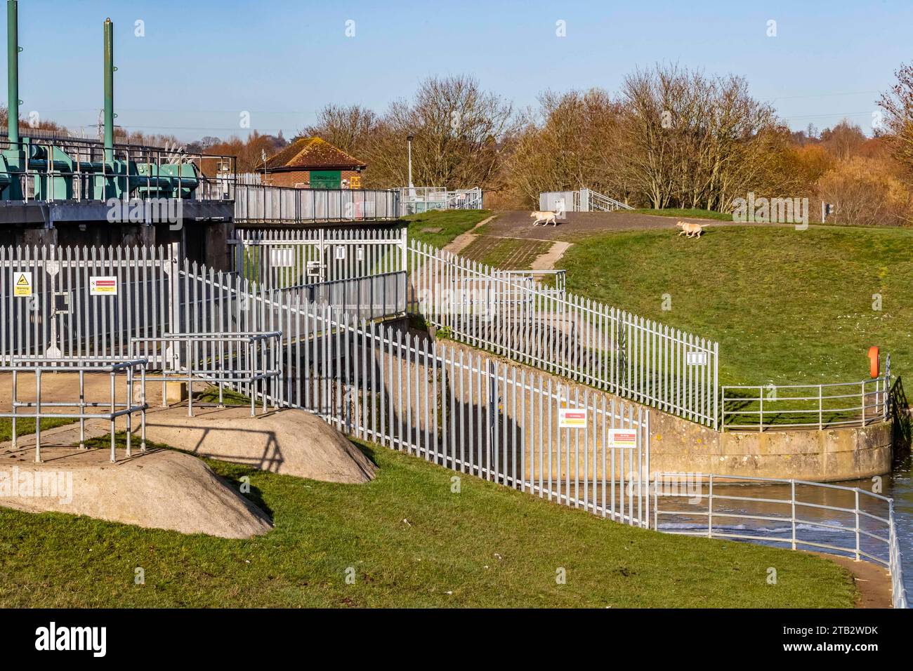 Sluice Gate, over the river Nene, which Is a type of lock to manage the ...