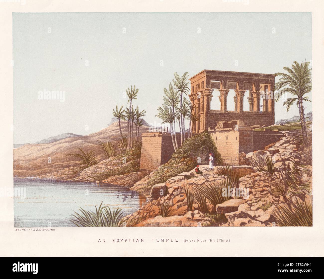 Colour illustration of Kiosk of Emperor Trajan in Phylae, Upper Nile ...