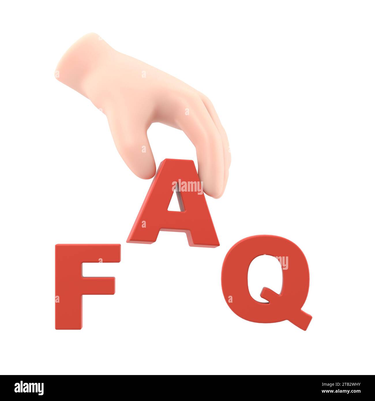 3d hand and word FAQ concept,Cartoon Gesture Icon Mockup. 3D rendering ...