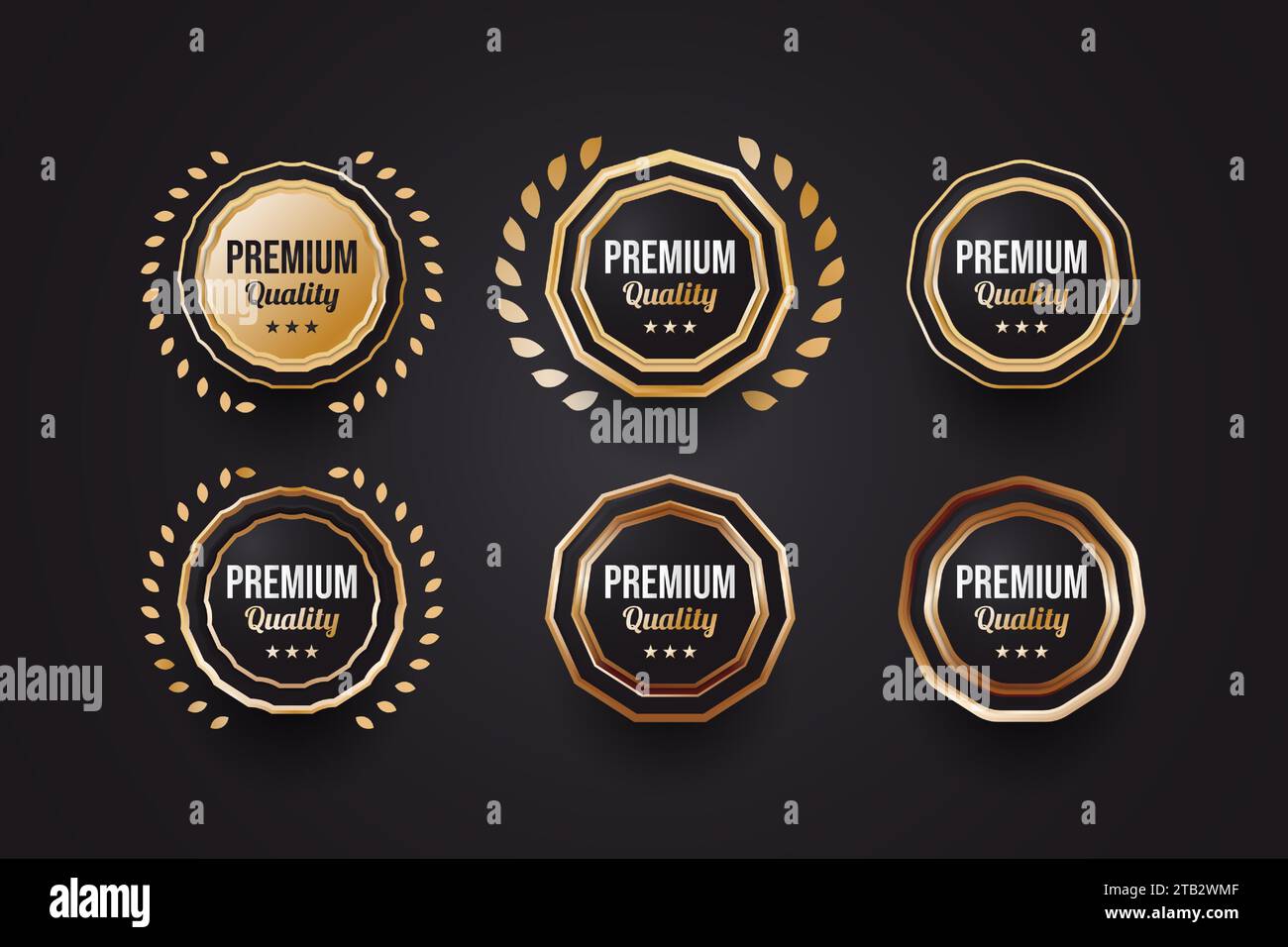 Collection of Premium Quality Badges with Elegant Black and Gold ...