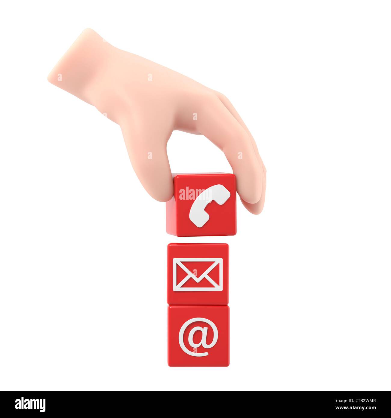 Cartoon Gesture Icon Mockup. 3d hand stacking three contact symbols,3D ...