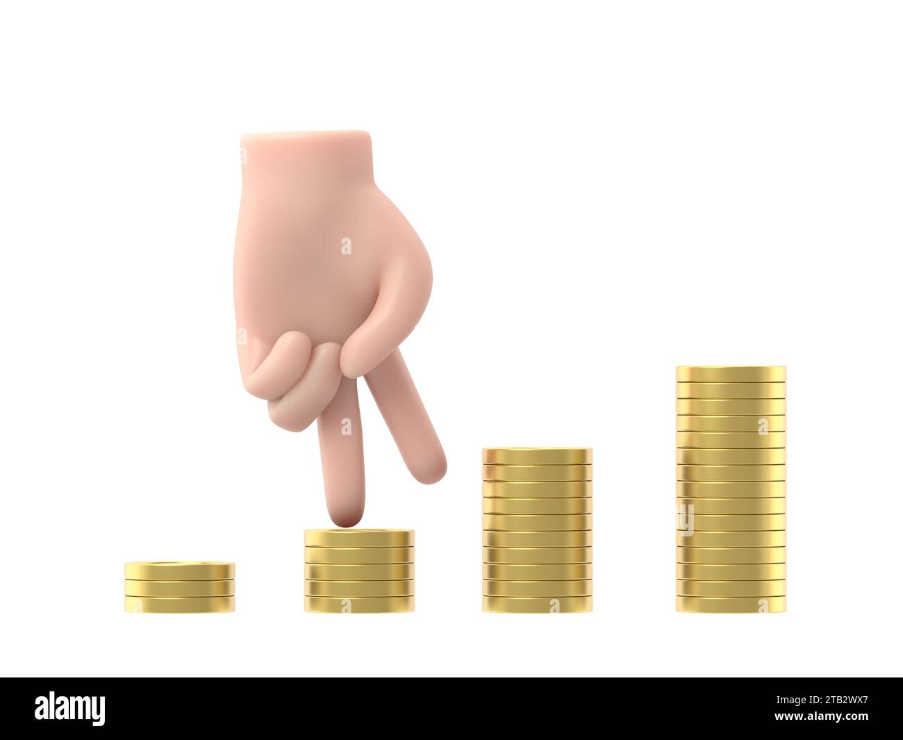 Money staircase concept. Businessman walk fingers over the stock of ...