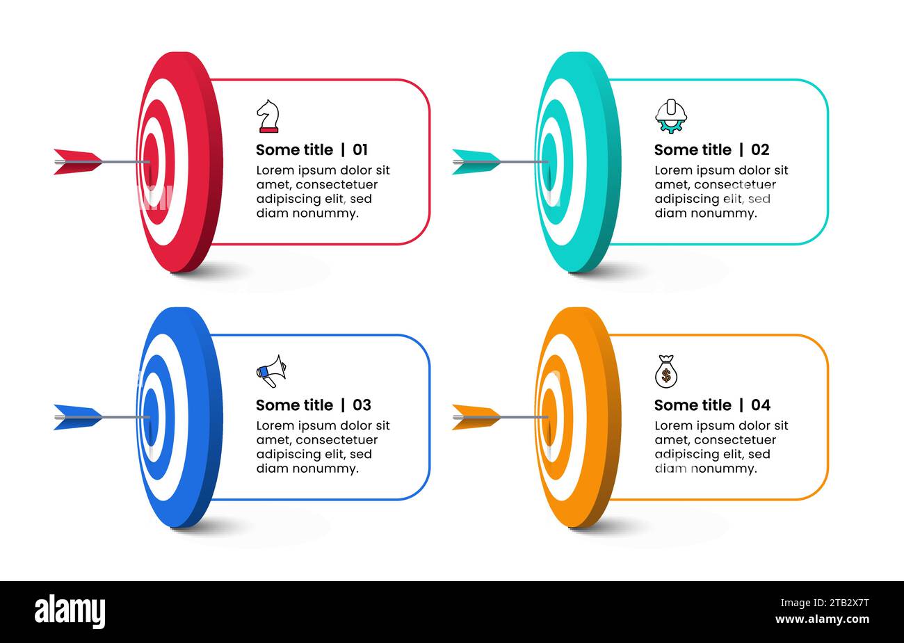 Infographic template with icons and 4 options or steps. Targets. Can be ...