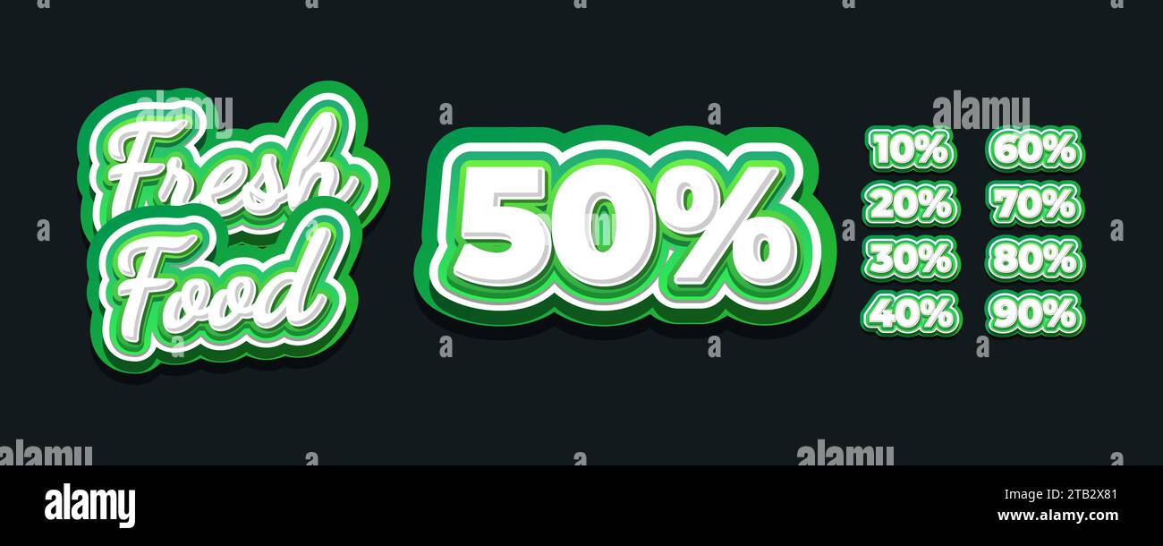 Fresh Food Graphic Label or Sticker. Vector Illustration of Fresh Food ...